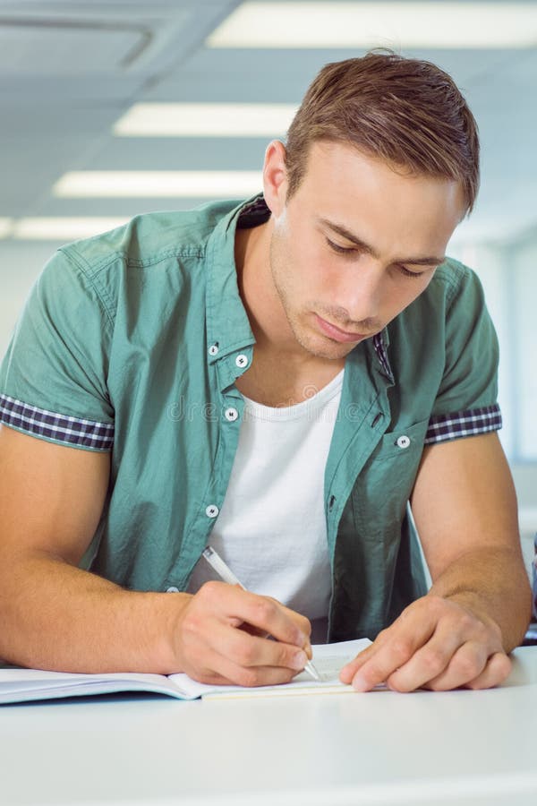 Student Taking Notes in Class Stock Photo - Image of assignment ...