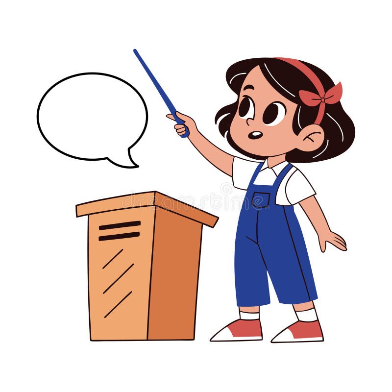 Student Talking Girl Presentation Stock Illustration - Illustration of ...