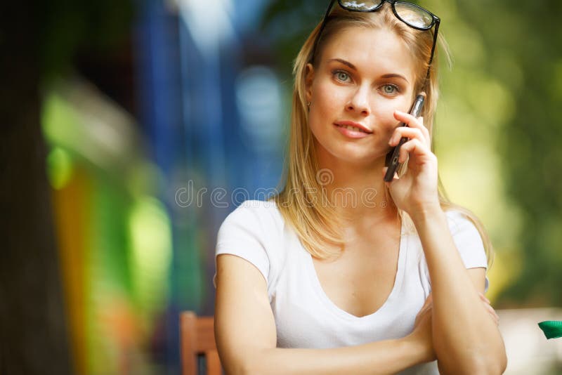 Student Talking on Phone Amid Green Trees Stock Image - Image of ...