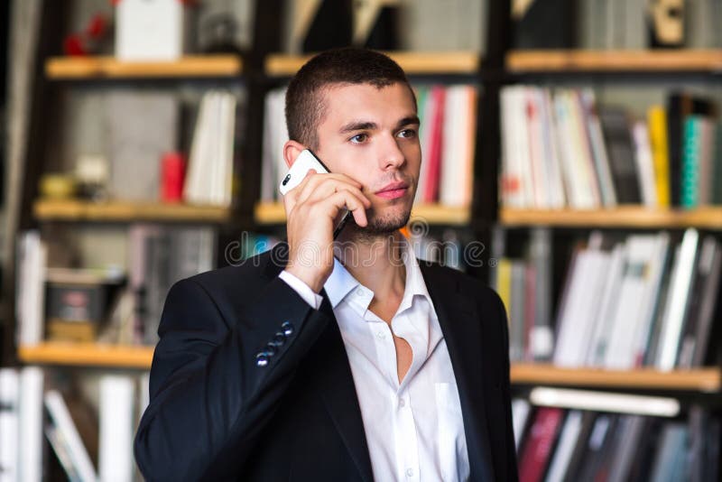 Student Talking on the Phone in the Library Stock Image - Image of ...