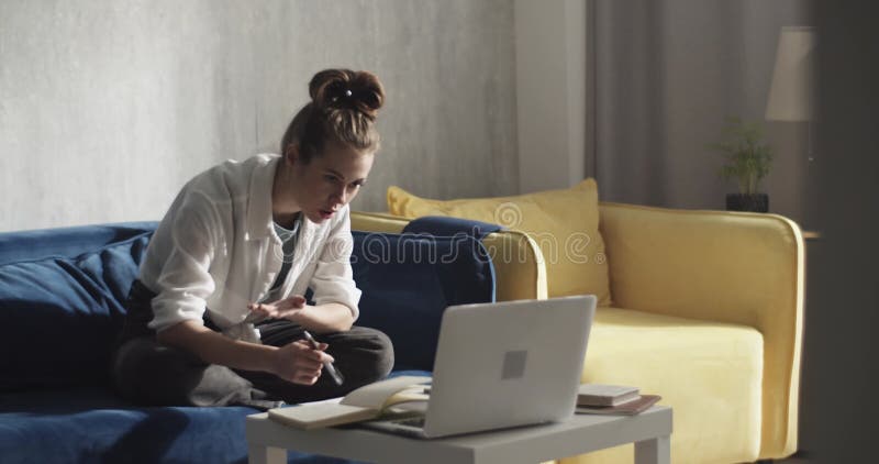 Student Talking on Video Call during Distance Studies Stock Video ...