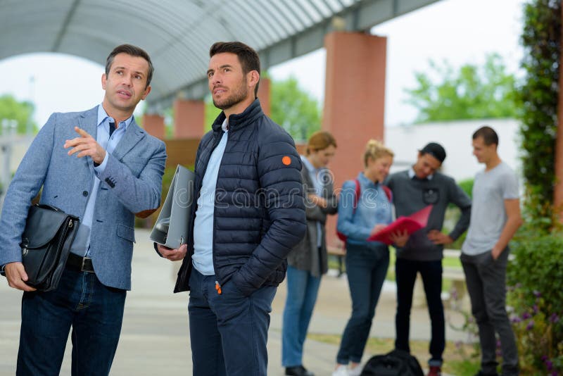 Student and Teacher Outside Classroom Stock Image - Image of education ...