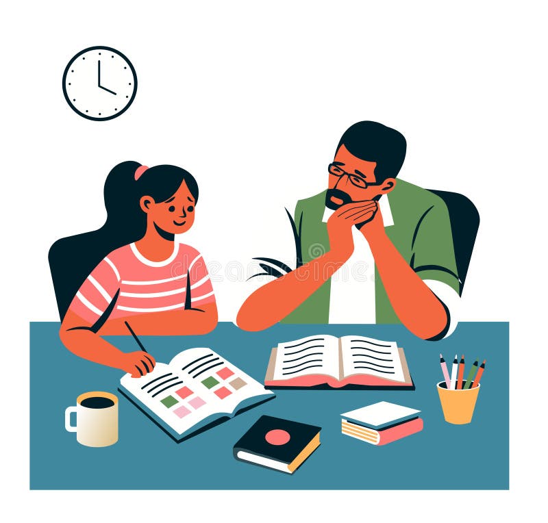 Student and Teacher Study Session Stock Vector - Illustration of ...