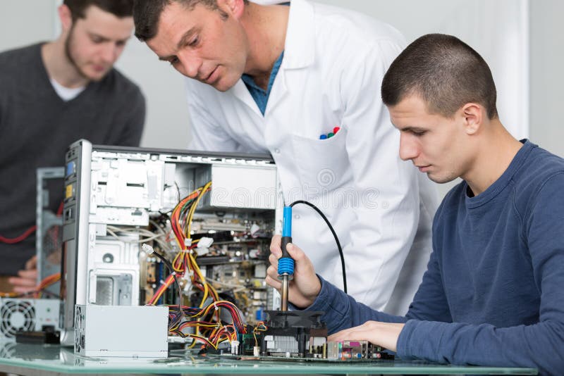 Student in Technology Fixing Computer Processing Stock Image - Image of ...