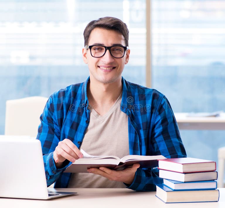 Student in Telelearning Distance Learning Concept Reading in Lib Stock ...