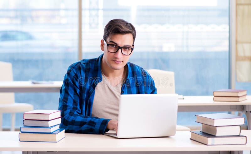 Student in Telelearning Distance Learning Concept Reading in Lib Stock ...