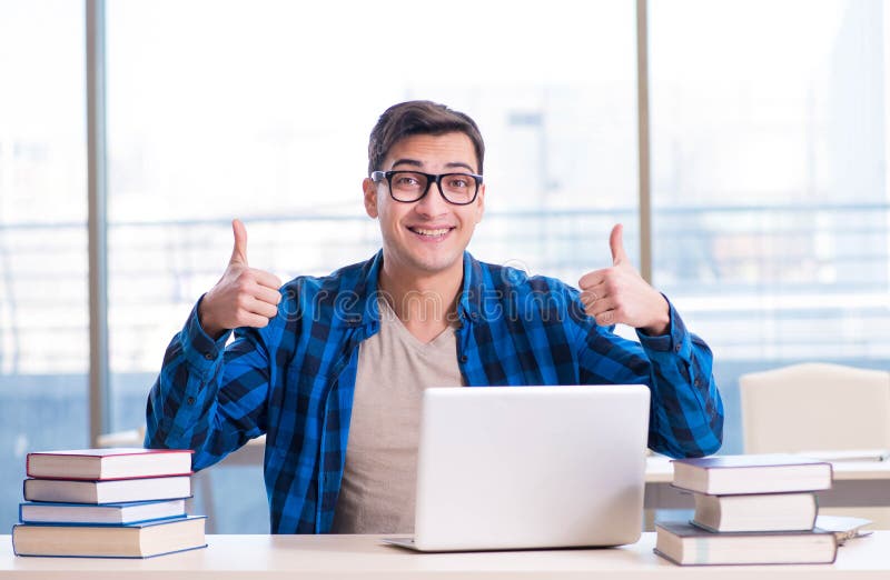 Student in Telelearning Distance Learning Concept Reading in Lib Stock ...