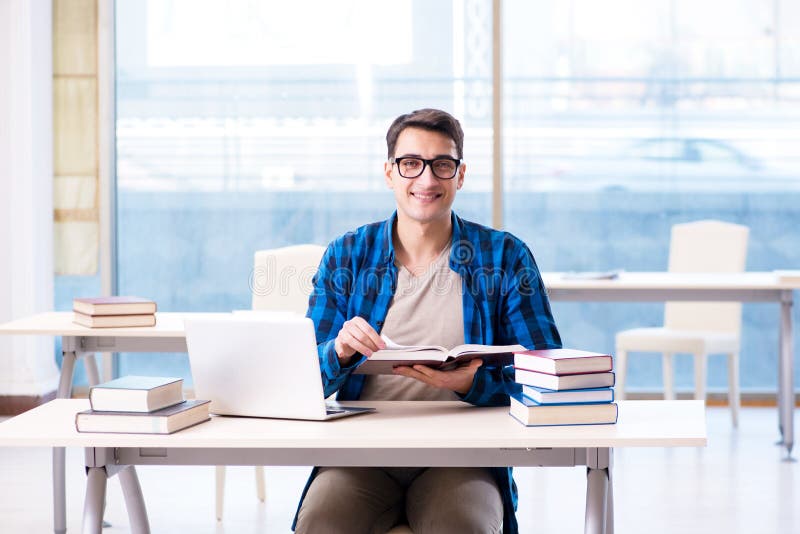 Student in Telelearning Distance Learning Concept Reading in Lib Stock ...