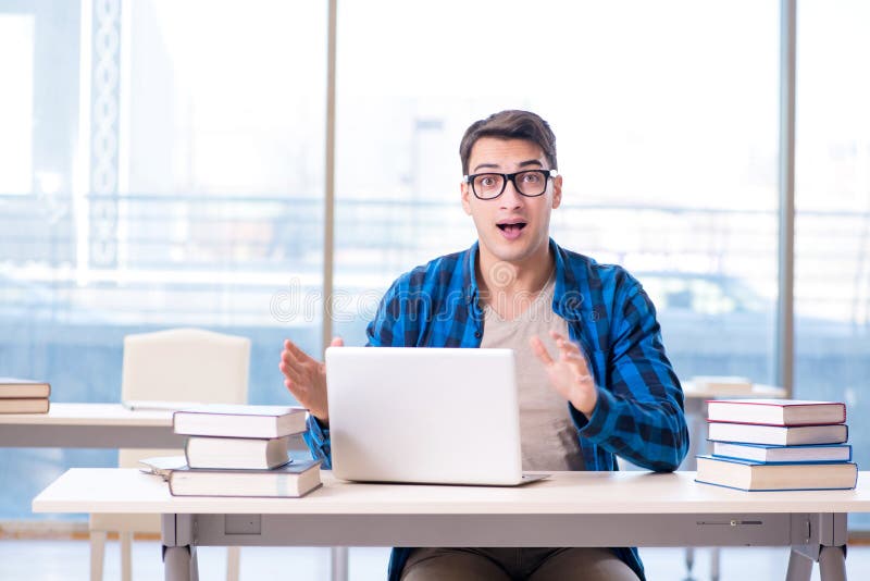 Student in Telelearning Distance Learning Concept Reading in Lib Stock ...