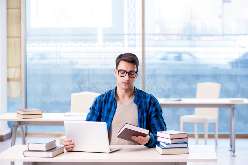 Student in Telelearning Distance Learning Concept Reading in Lib Stock ...