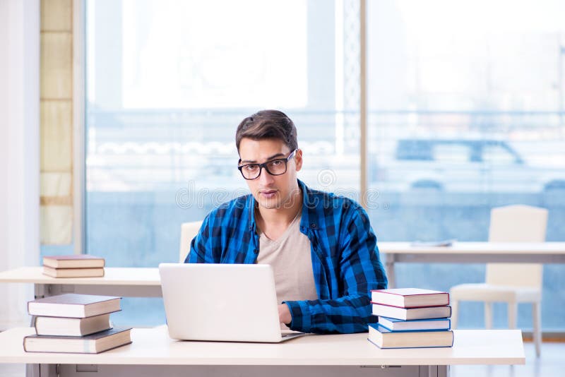 Student in Telelearning Distance Learning Concept Reading in Lib Stock ...