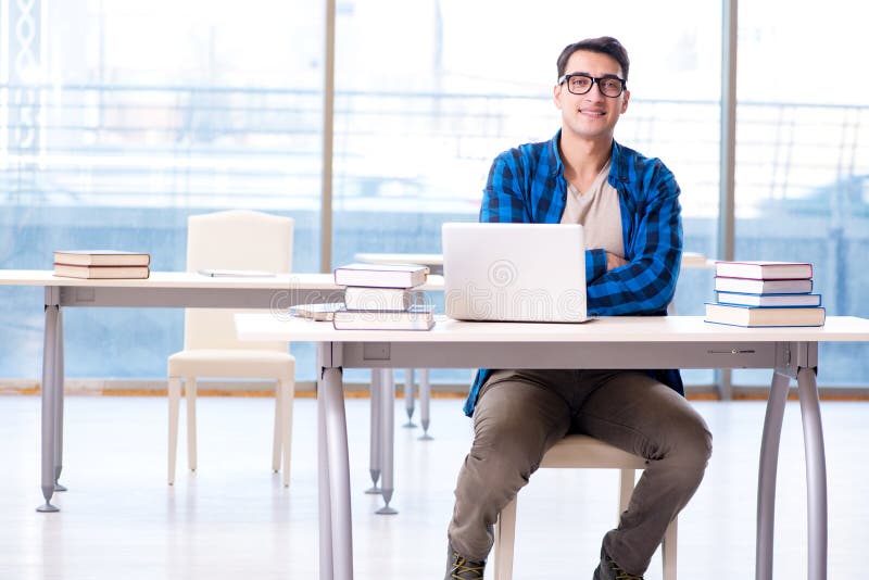 Student in Telelearning Distance Learning Concept Reading in Lib Stock ...