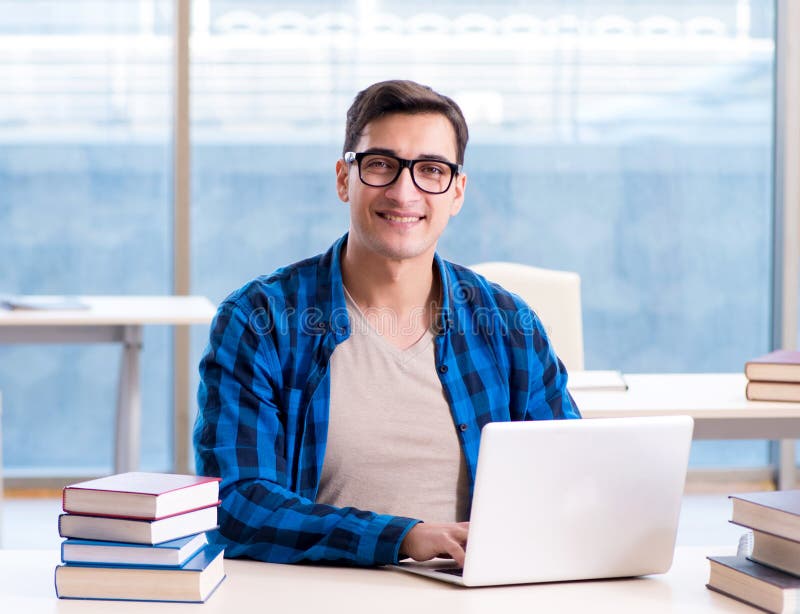 Student in Telelearning Distance Learning Concept Reading in Lib Stock ...