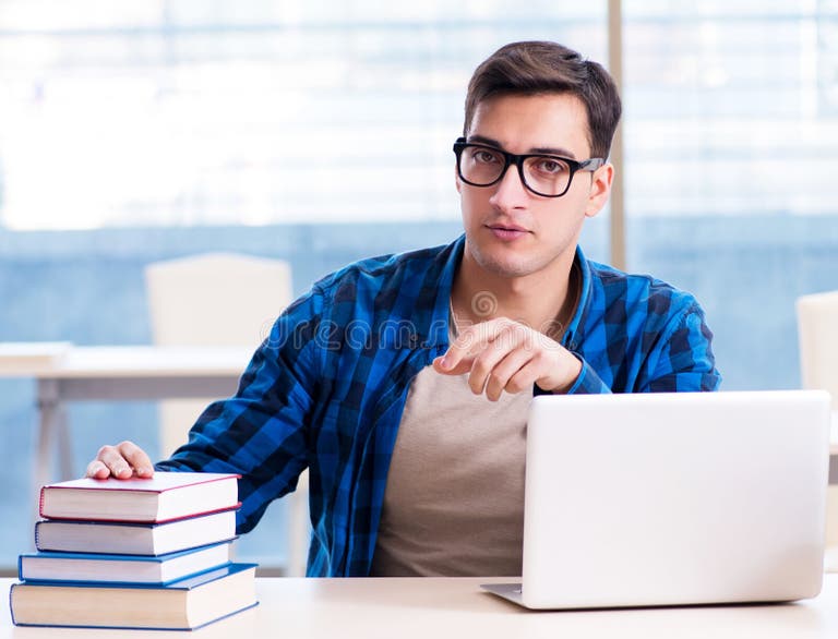 Student in Telelearning Distance Learning Concept Reading in Lib Stock ...