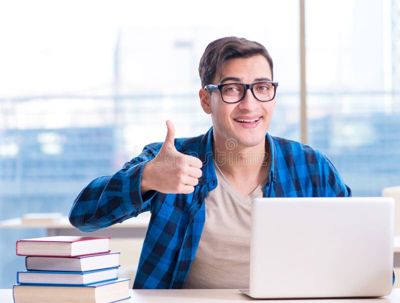 Student in Telelearning Distance Learning Concept Reading in Lib Stock ...