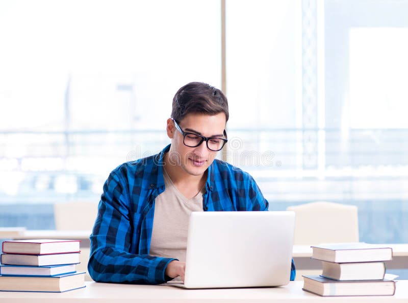 Student in Telelearning Distance Learning Concept Reading in Lib Stock ...