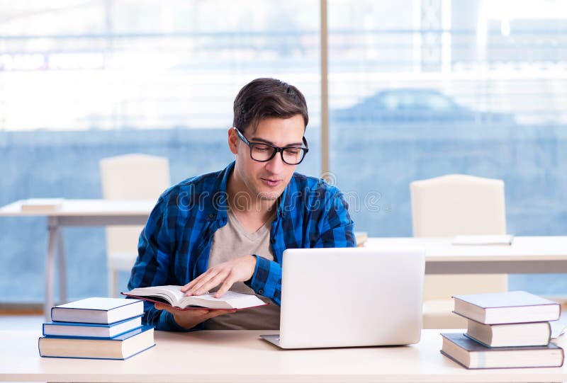 Student in Telelearning Distance Learning Concept Reading in Lib Stock ...