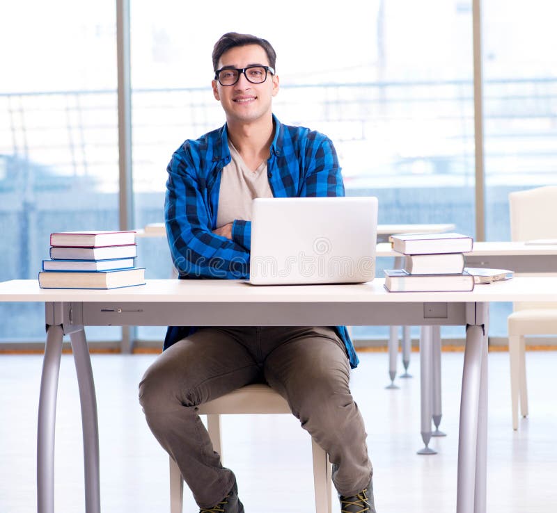 Student in Telelearning Distance Learning Concept Reading in Lib Stock ...