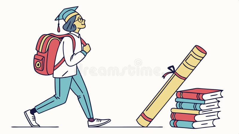 Student with Telescope and Books, Symbolizing Learning Exploration ...