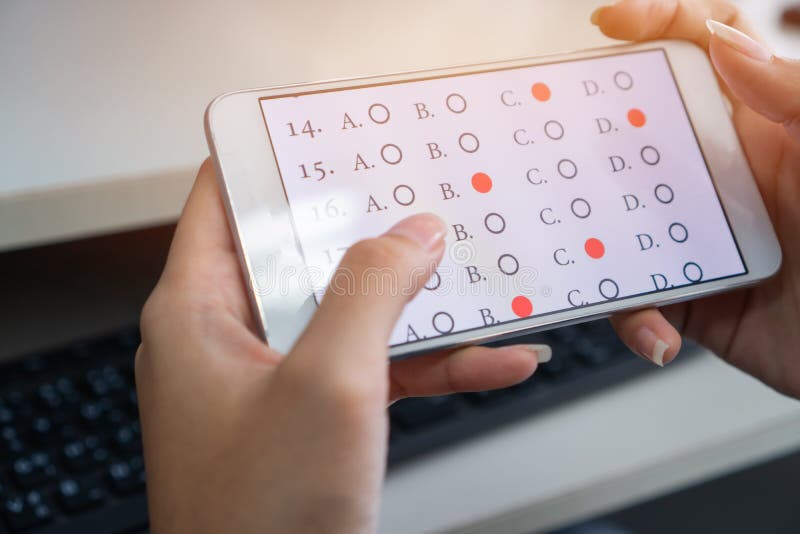 Student Online Testing Exercise Concept : Asian Girl Students Learning ...