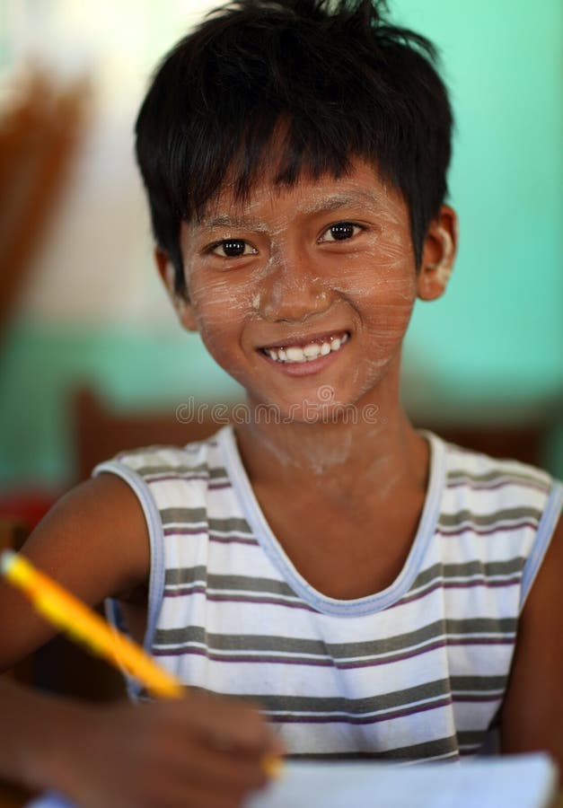 Student with Thanaka in Myanmar Editorial Photography - Image of ...
