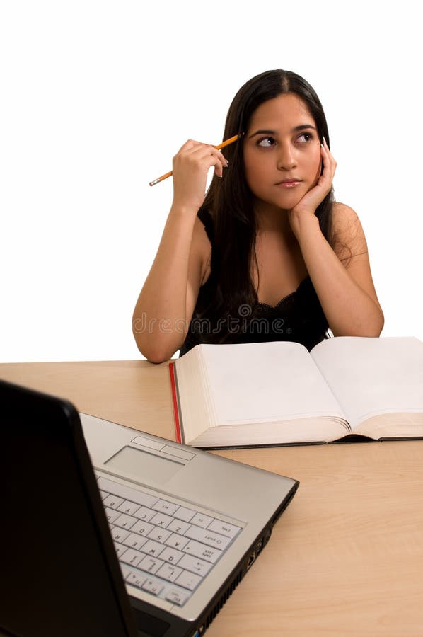Student thinking stock image. Image of school, computer - 7180049