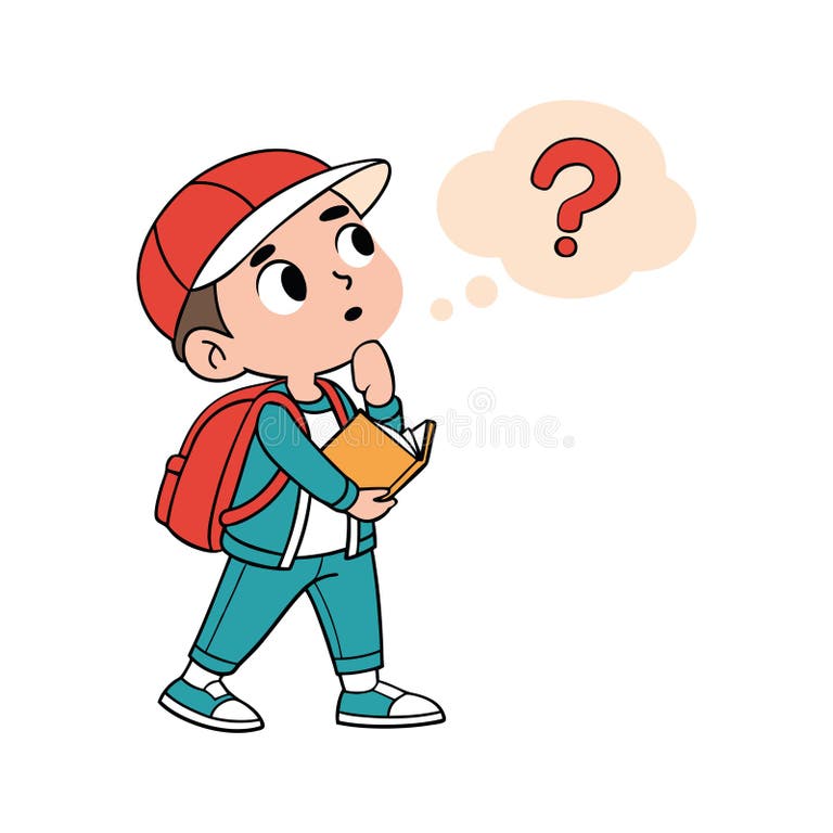 Student thinking boy stock illustration. Illustration of thinking ...