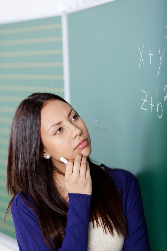 Student Thinking about Maths Formula Stock Photo - Image of blackboard ...