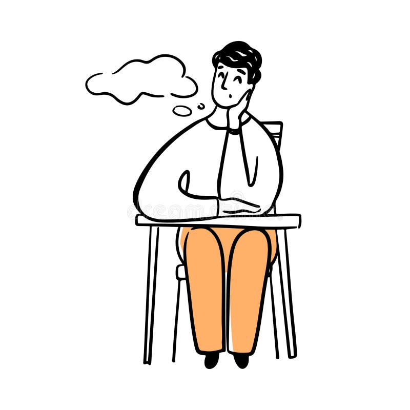 Student Thinking on Problem, Thought Bubble Doodle Stock Vector ...