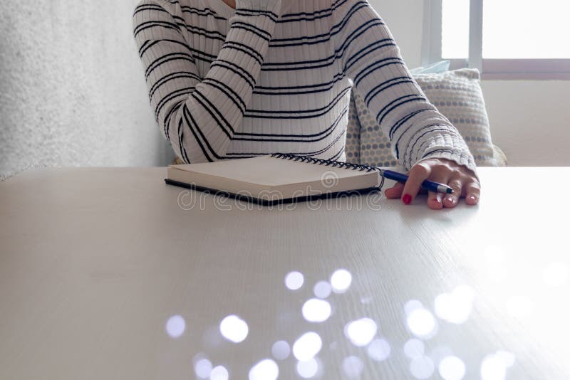 Student Thinking about Writing in a Blank Page of Notebook. Frustration ...