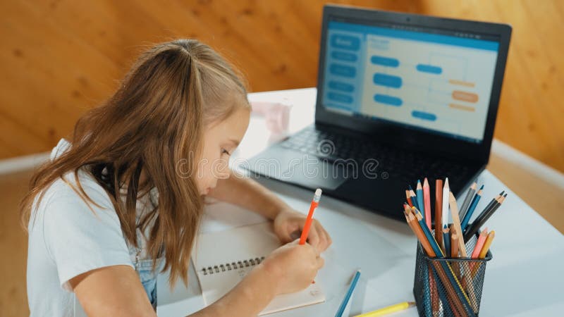 Student Thinking while Writing or Doing Homework by Using Laptop ...