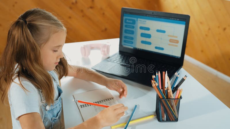 Student Thinking while Writing or Doing Homework by Using Laptop ...