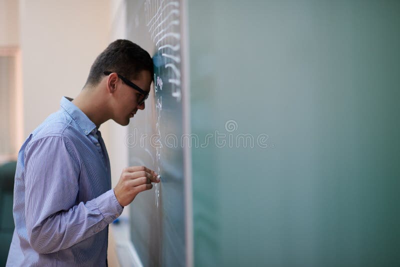 The Student Does the Task on the Board Stock Photo - Image of lecture ...