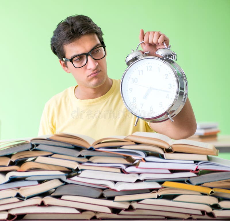 Student with Too Many Books To Read before Exam Stock Photo - Image of ...