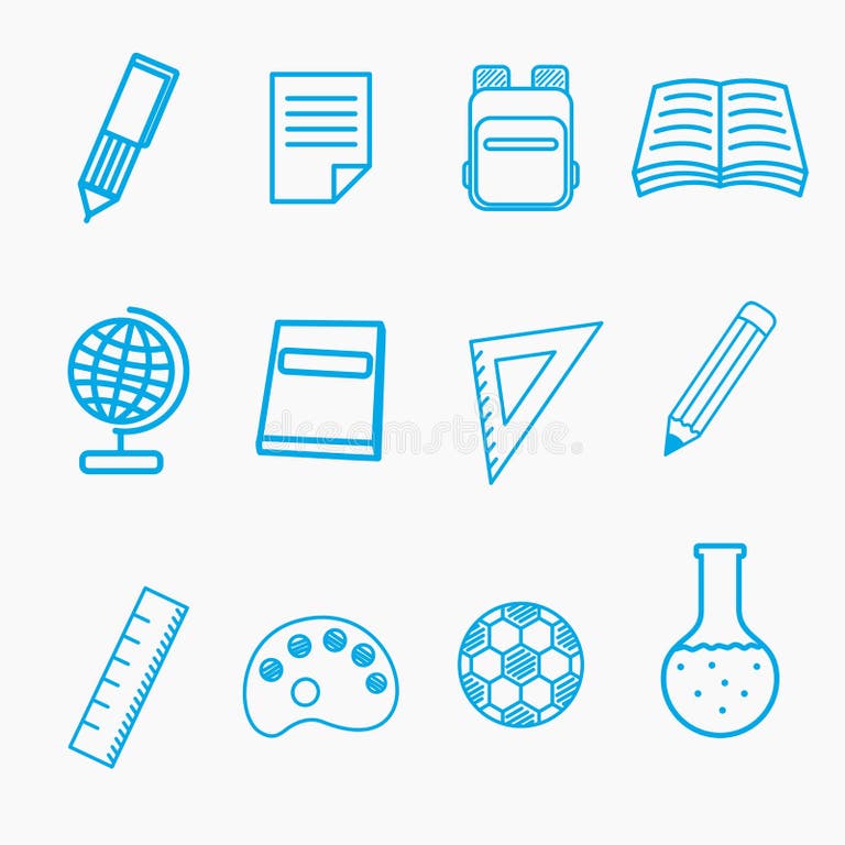 Student Tools Icon with Simple Outline Design Stock Vector ...