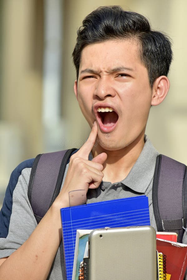 Student with Toothache with Notebooks Stock Photo - Image of student ...