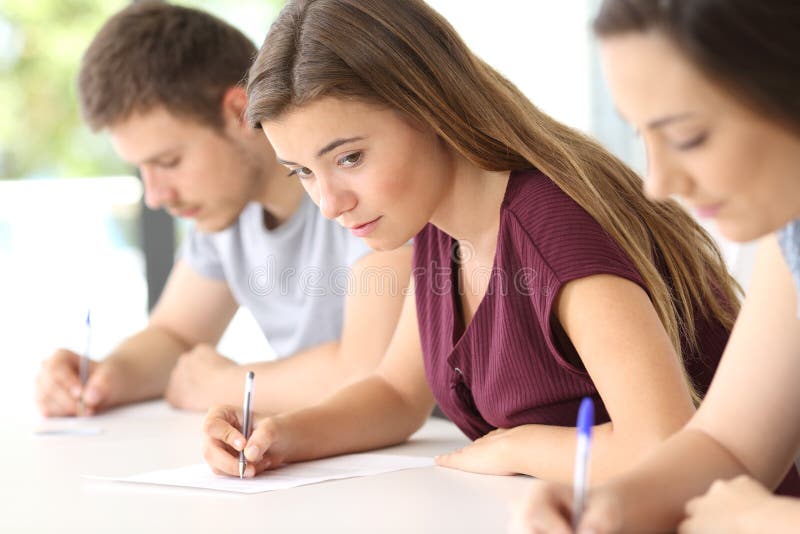Student Trying To Copy during an Exam Stock Image - Image of grade ...