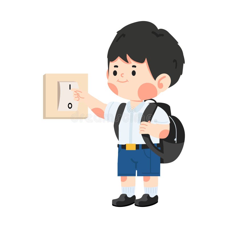 Student Turning Off Light Using Switch Stock Vector - Illustration of ...