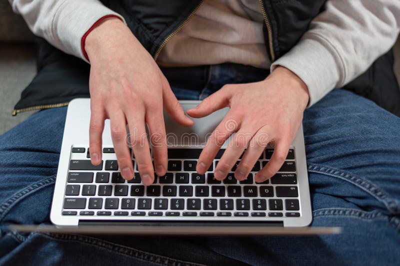 Student typing on keyboard stock photo. Image of interior - 169447652
