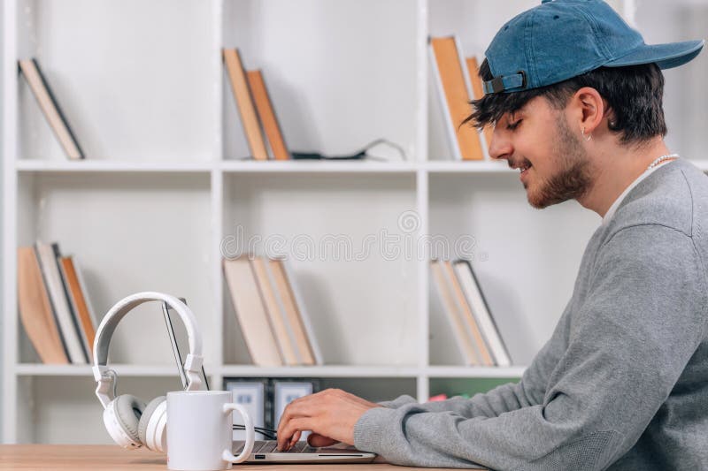 Student Working with Computer Stock Image - Image of reading, lecture ...
