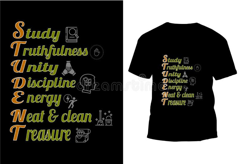 Student Typography Modern T-shirt Unique Design Stock Vector ...