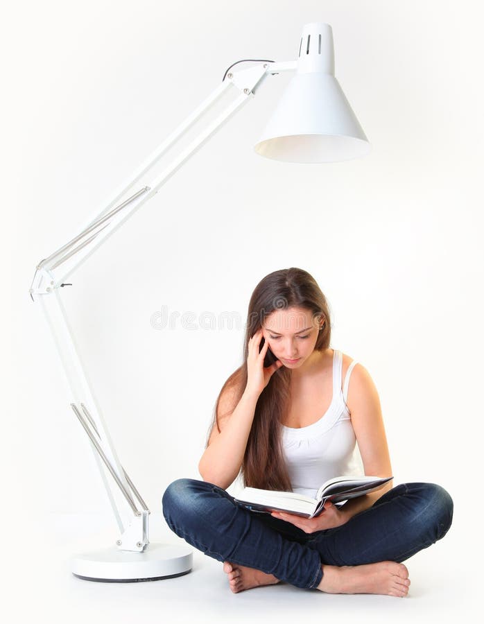 Student under lamp stock image. Image of lamp, caucasian - 38935901