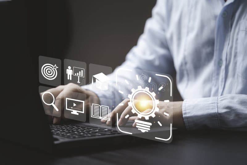 Student Use Computer Laptop To Study for E-learning and Online ...