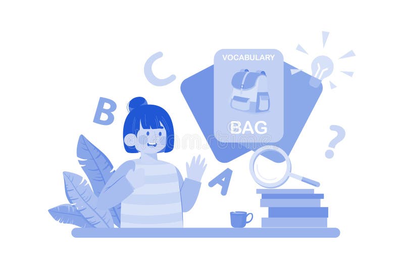 A Student Uses Flashcards To Learn Vocabulary Words Stock Vector ...