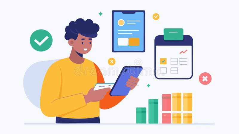 A Student Using a Budget Planning App on Their Phone Carefully Entering ...