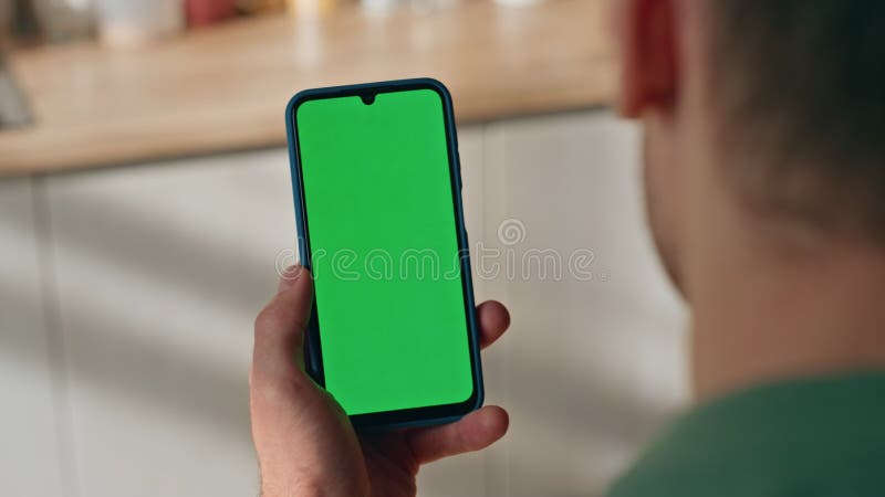 Student Using Chromakey Cellphone Sitting Apartment Closeup. Mockup ...