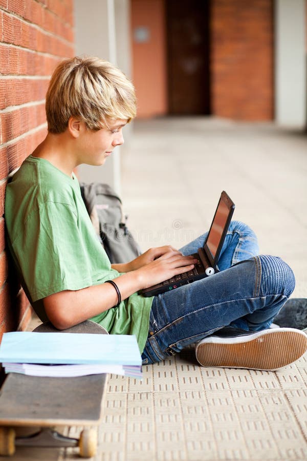 Student Using Laptop in Classroom Stock Photo - Image of learning ...