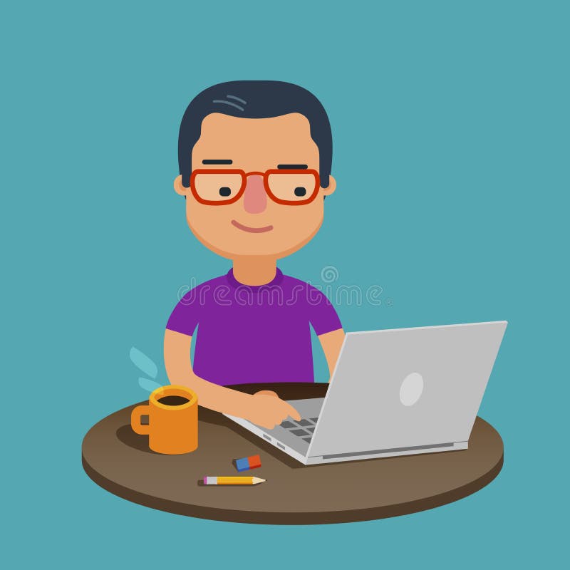 Student Using Laptop Electronic Education Stock Vector - Illustration ...