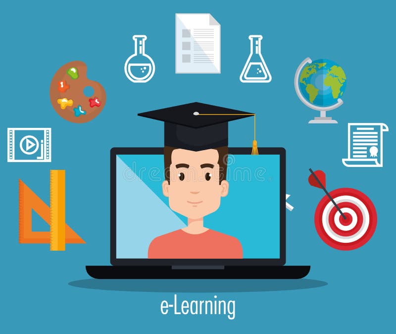 Electronic Education or E-learning Stock Vector - Illustration of ...