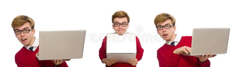 The Student Using Laptop Isolated on White Stock Image - Image of ...